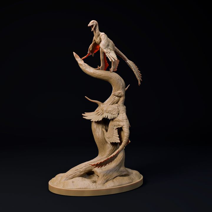 3D Printable Microraptor pair 1-6 scale pre-supported dinosaur by Dino ...