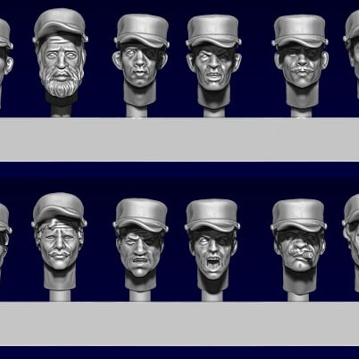 3D Printable Heads with french caps by DES TRANCHEES AUX BARRICADES