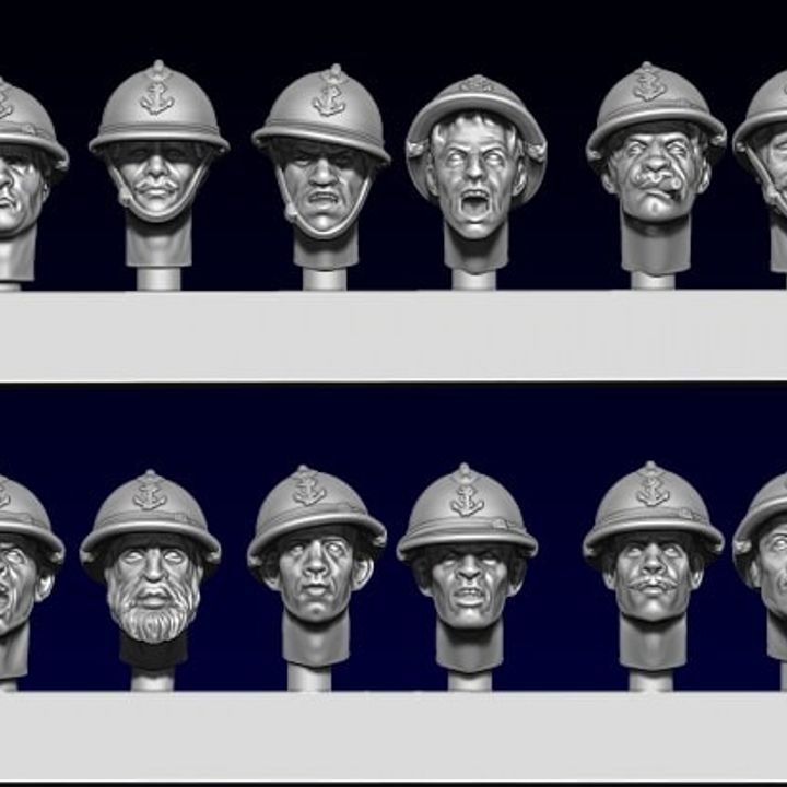 3D Printable Adrian helmets marked with anchor by DES TRANCHEES AUX ...