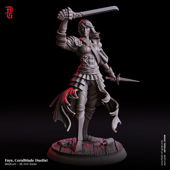 3D Printable Faye, Coralblade Duelist by Flesh of Gods