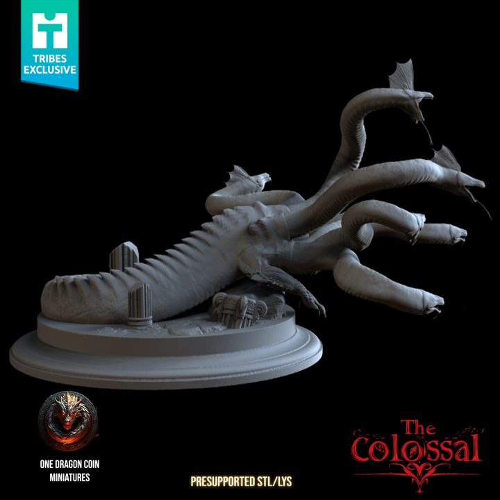 3D Printable Colossal Hydra - Unwinged by Spirit of Resin Miniatures