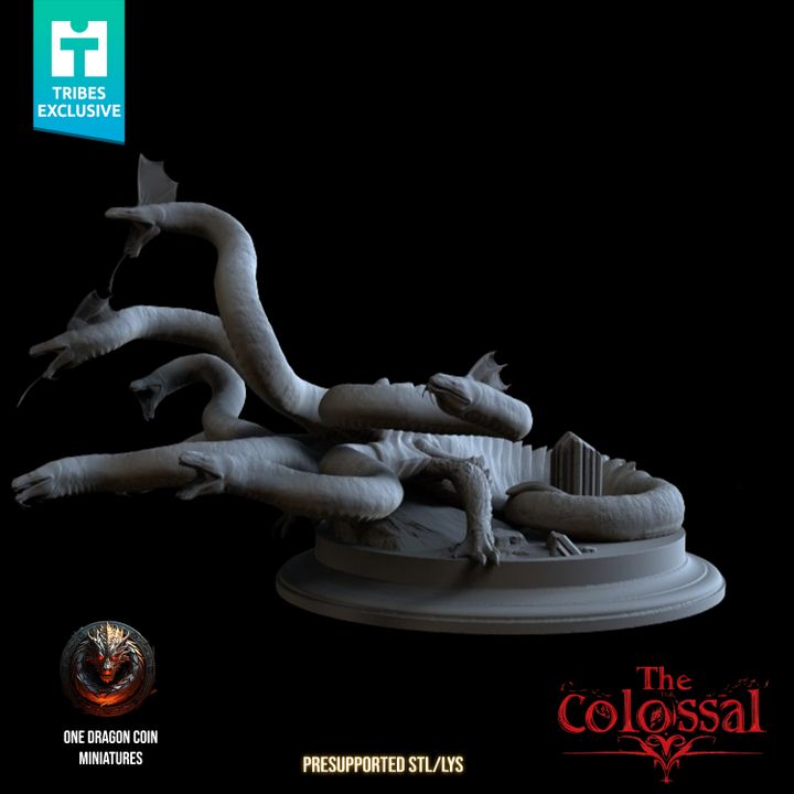 3D Printable Colossal Hydra - Collection by One Dragon Coin Miniatures