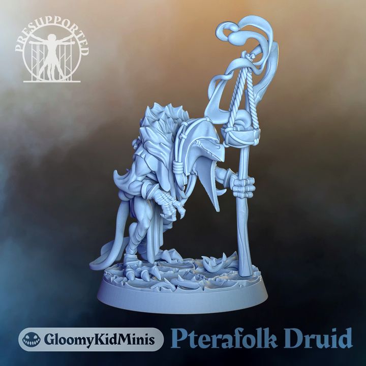 3D Printable Pterafolk Druid by GloomyKidMinis