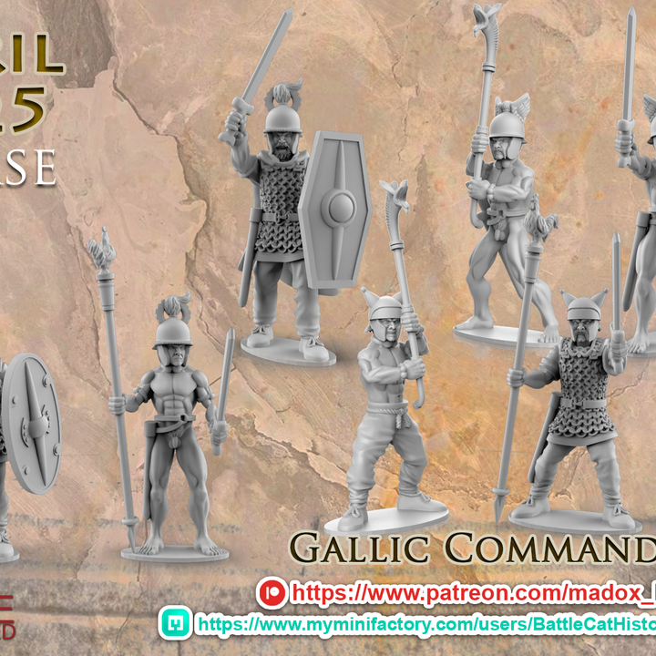 3D Printable Gallic Command Group by BattleCat Miniatures
