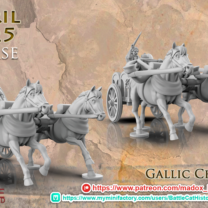 3D Printable Gallic Chariot by BattleCat Miniatures