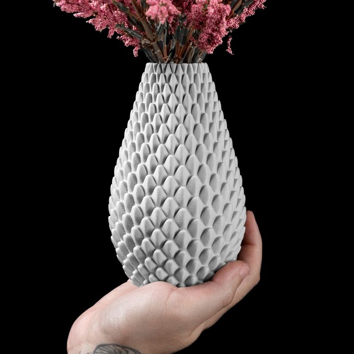 3D Printable Dragonscale Flower Vase 01 by MODERN MACHINE by MODERN MACHINE