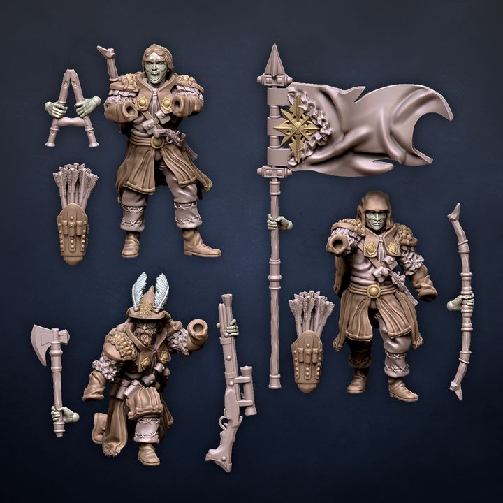 3D Printable State Militia (Command Group) by Dragon's Lake Miniaturas