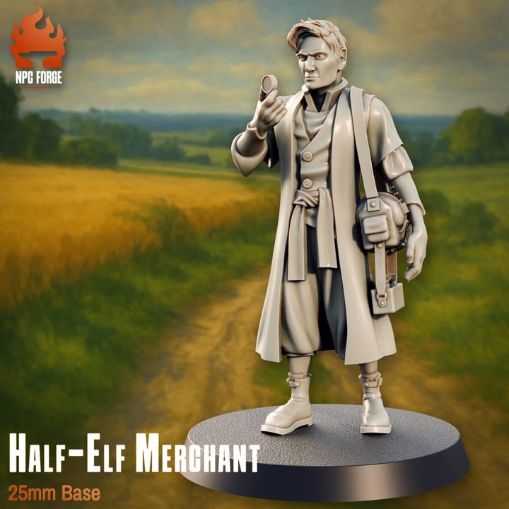 3D Printable Half-Elf Merchant - Presupported by NPC Forge