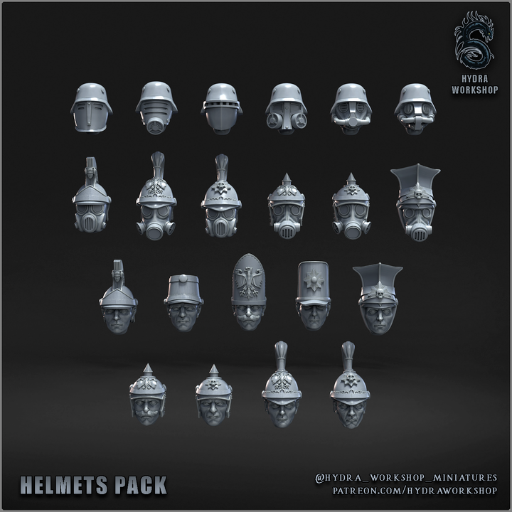 3D Printable Helmets pack by Hydra workshop miniatures
