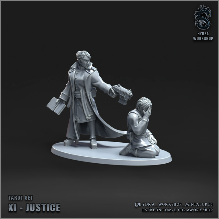 3D Printable Tarot set - XI Justice by Hydra workshop miniatures