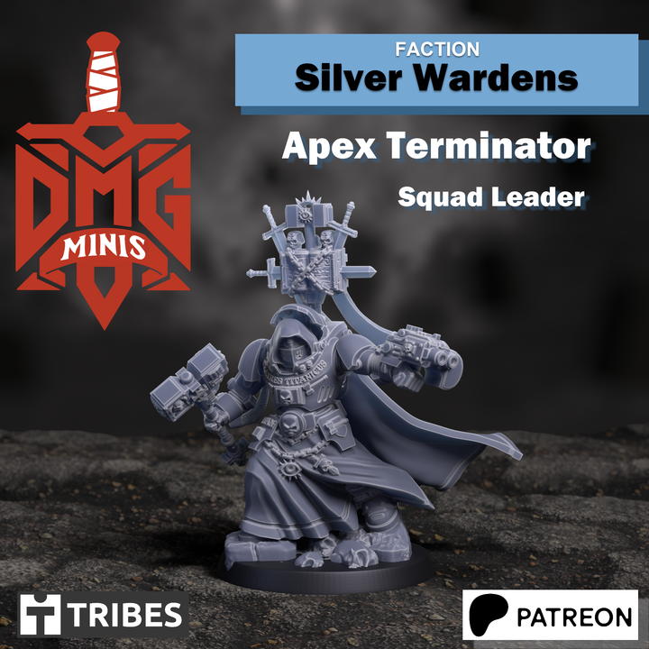3D Printable Silver Wardens Apex Terminator Squad Leader by Chad Hoverter