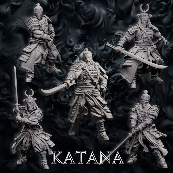 3D Printable Samurai with Katana – 5 STL Miniatures | 30mm Scale | For ...