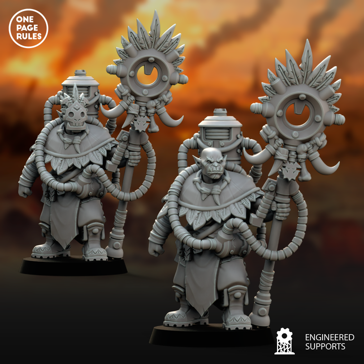 3D Printable Orc Leader (Shaman) - Orc Marauders by One Page Rules
