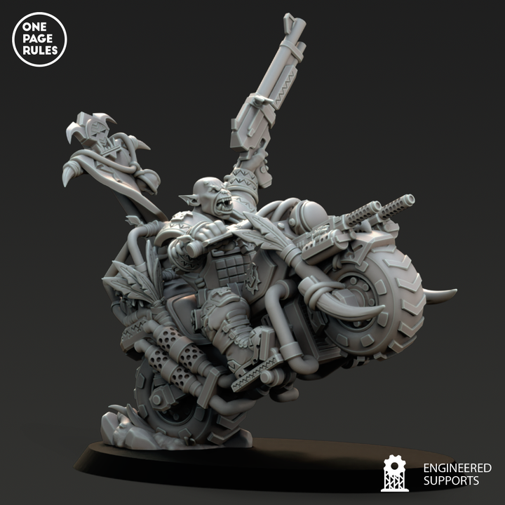 3D Printable Orc Leader on Bike - Orc Marauders by One Page Rules
