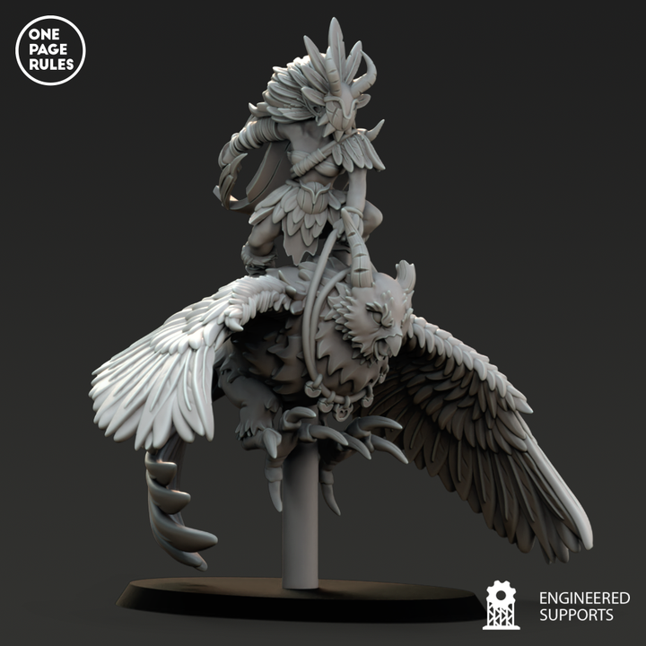 3D Printable Wood Elves - Champion on Owl by One Page Rules
