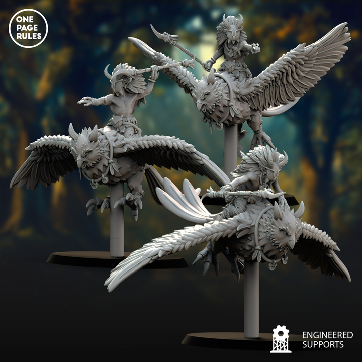 3D Printable Wood Elves - Owl Riders by One Page Rules