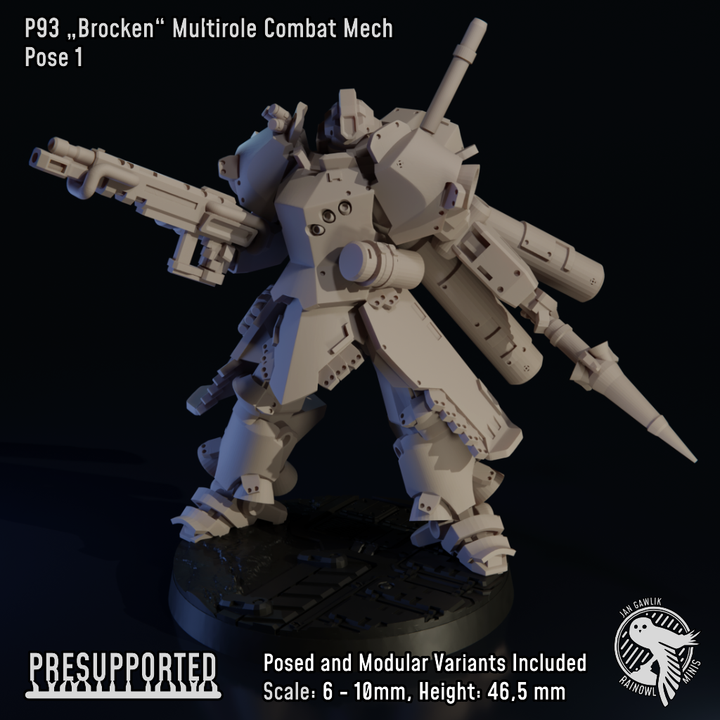 3D Printable P93 "Brocken" Multirole Combat Mech Modular Set by Rainowl ...