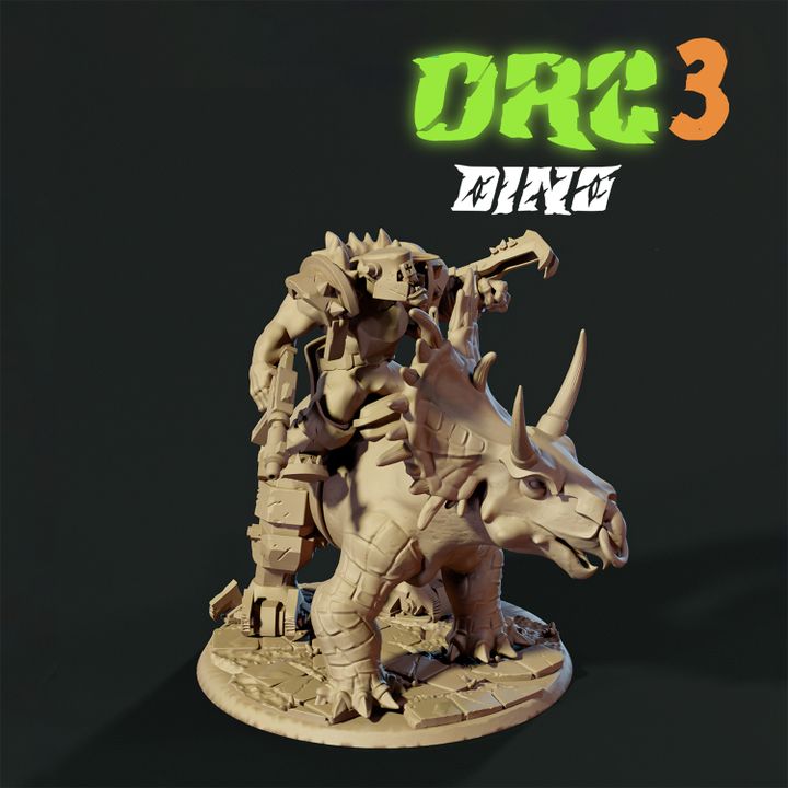 3D Printable orc 3 ceratops mount by Dinoworld