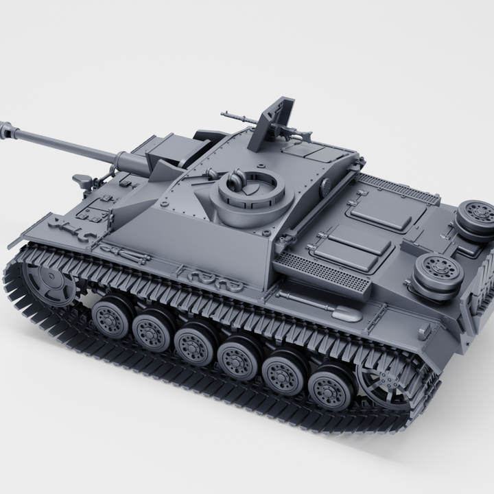 3D Printable STUG III Ausf.G (early) + 3 Tankmen + side armor (standard ...