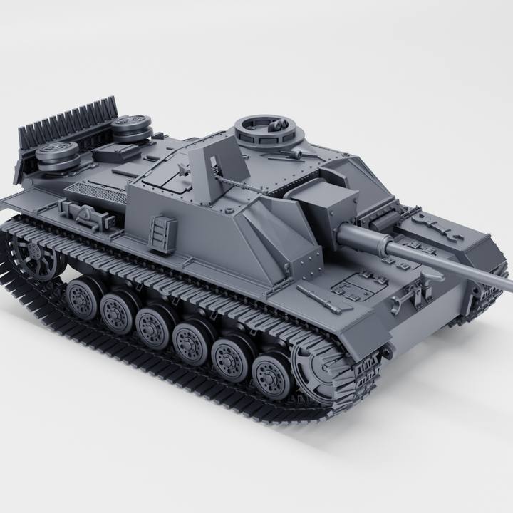 3D Printable STUG III Ausf.G (early) + 3 Tankmen + side armor (standard ...