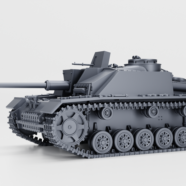 3D Printable STUG III Ausf.G (early) + 3 Tankmen + side armor (standard ...
