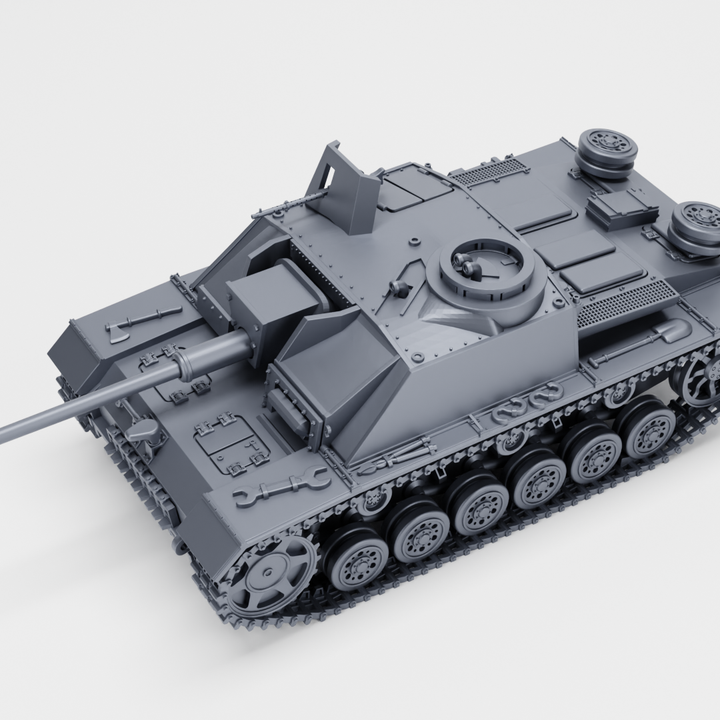 3D Printable STUG III Ausf.G (early) + 3 Tankmen + side armor (standard ...