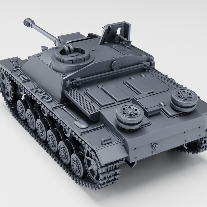 3D Printable STUG III Ausf.G (early) + 3 Tankmen + side armor (standard ...