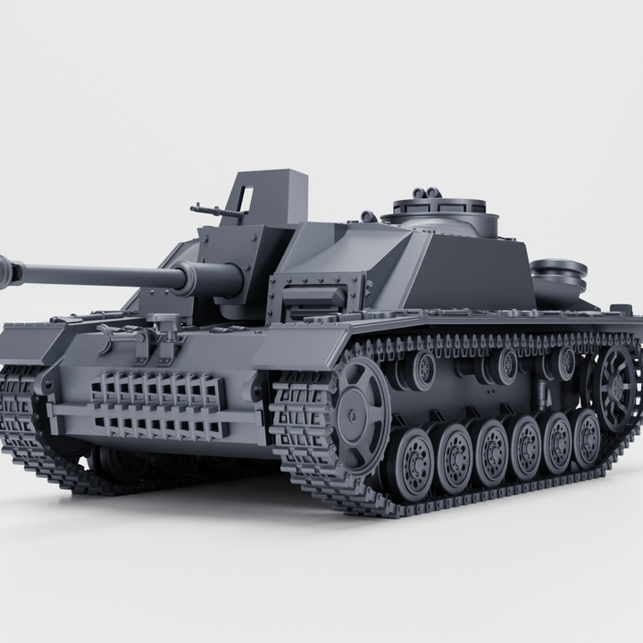 3D Printable STUG III Ausf.G (early) + 3 Tankmen + side armor (standard ...