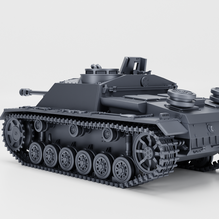 3D Printable STUG III Ausf.G (early) + 3 Tankmen + side armor (standard ...