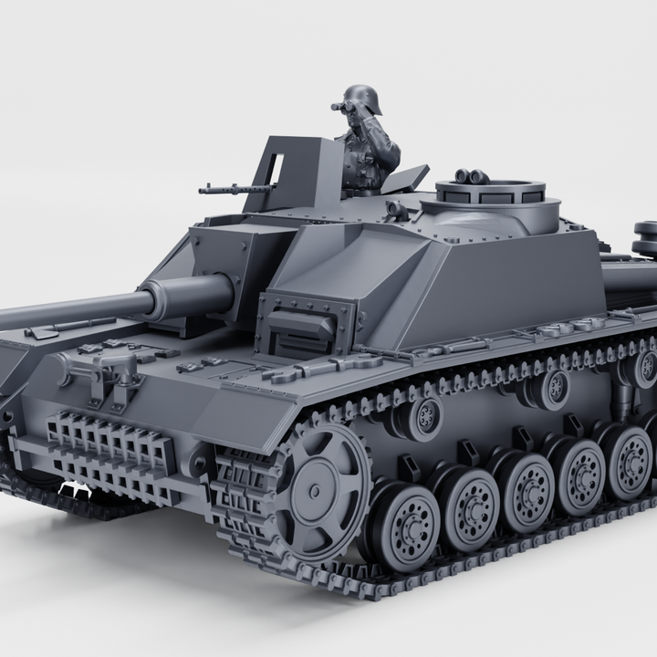 3D Printable STUG III Ausf.G (early) + 3 Tankmen + side armor (standard ...