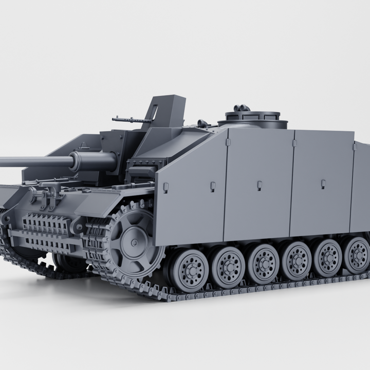 3D Printable STUG III Ausf.G (early) + 3 Tankmen + side armor (standard ...