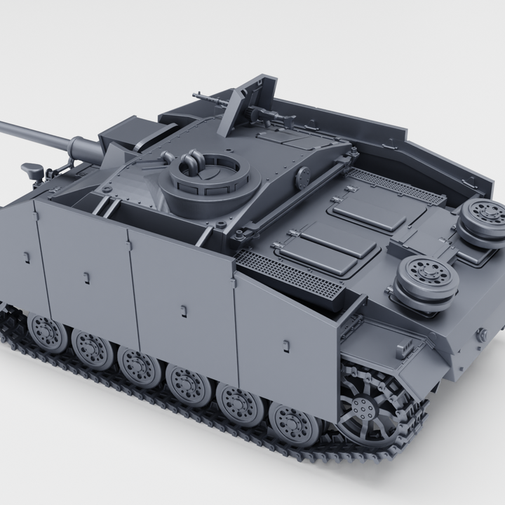 3D Printable STUG III Ausf.G (early) + 3 Tankmen + side armor (standard ...