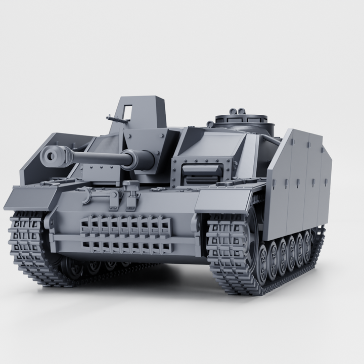 3D Printable STUG III Ausf.G (early) + 3 Tankmen + side armor (standard ...