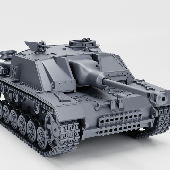 3D Printable STUG III Ausf.G (late) + 3 Tankmen + side armor (standard ...