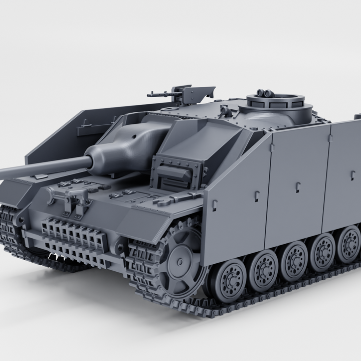 3D Printable STUG III Ausf.G (late) + 3 Tankmen + side armor (standard ...