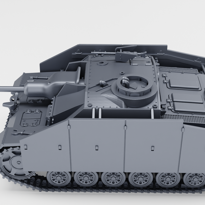 3D Printable STUG III Ausf.G (late) + 3 Tankmen + side armor (standard ...