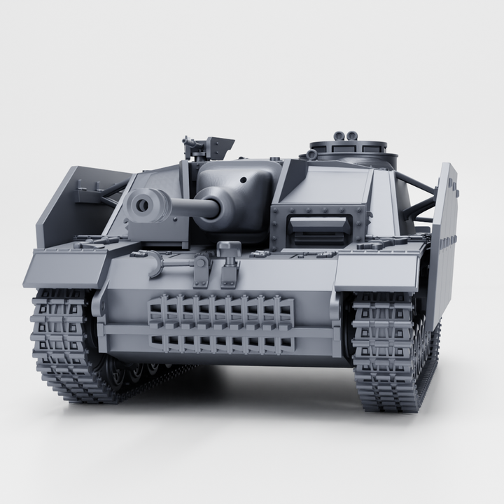 3D Printable STUG III Ausf.G (late) + 3 Tankmen + side armor (standard ...