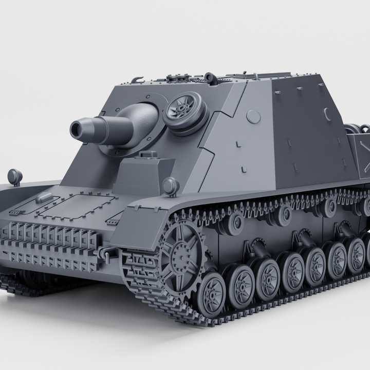3D Printable Sturmpanzer IV “Brummbar” (early) + 3 Tankmen + side armor ...
