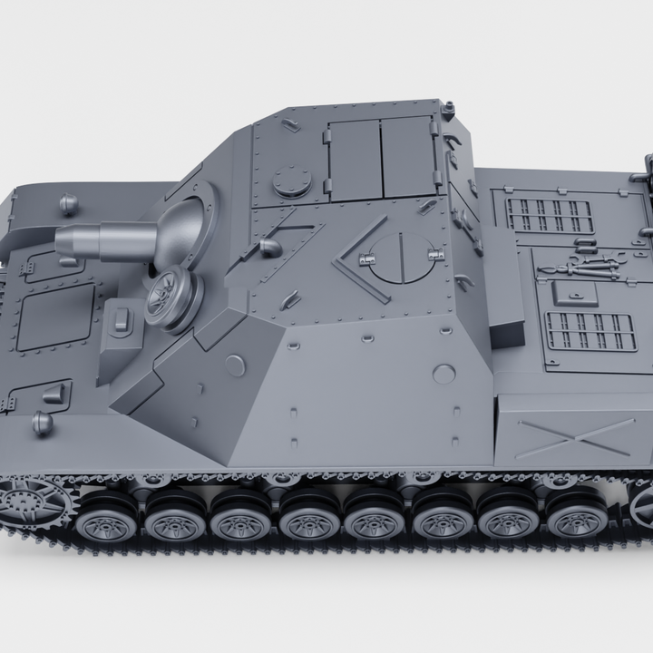 3D Printable Sturmpanzer IV “Brummbar” (early) + 3 Tankmen + side armor ...