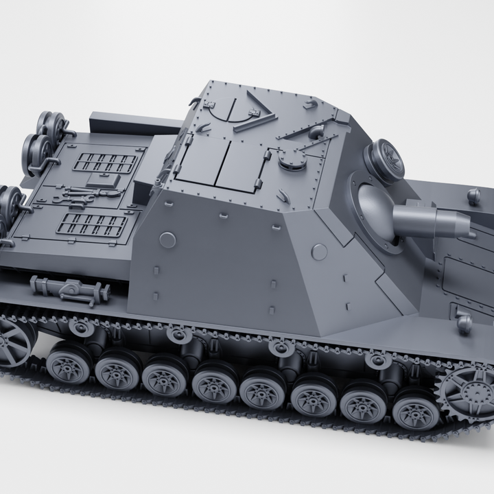 3D Printable Sturmpanzer IV “Brummbar” (early) + 3 Tankmen + side armor ...