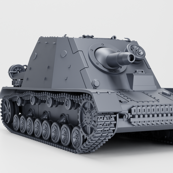 3D Printable Sturmpanzer IV “Brummbar” (early) + 3 Tankmen + side armor ...