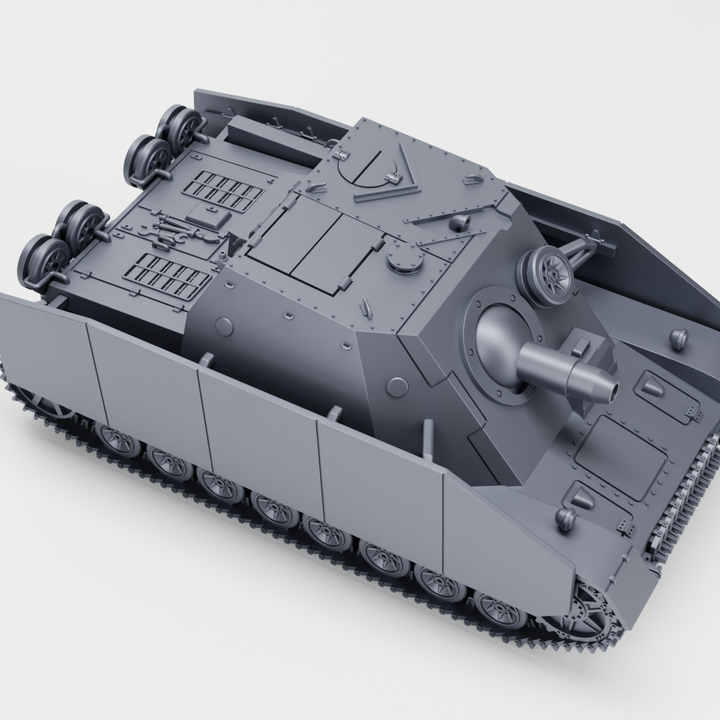 3D Printable Sturmpanzer IV “Brummbar” (early) + 3 Tankmen + side armor ...