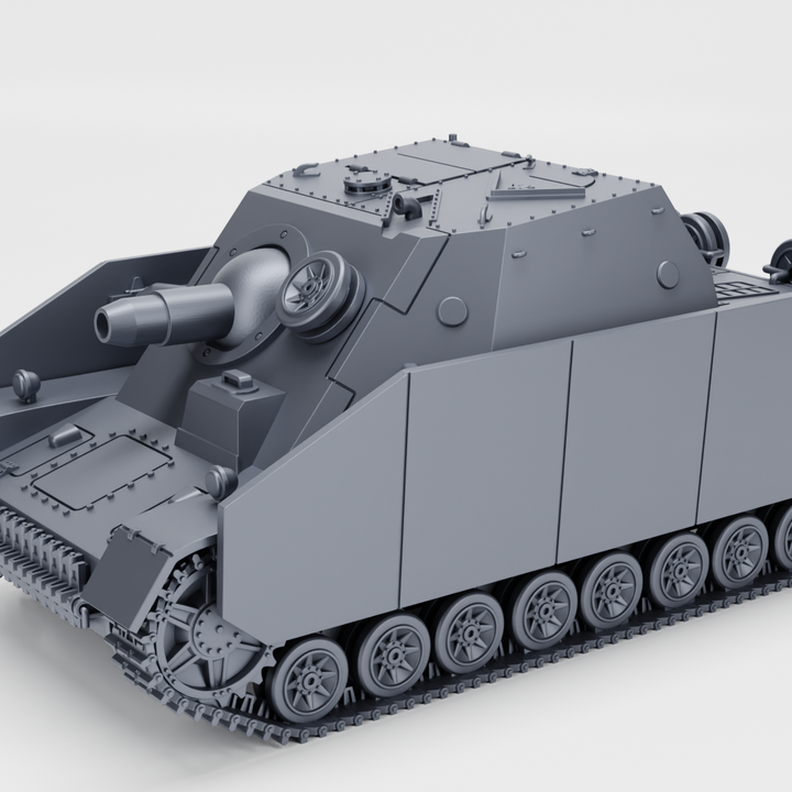 3D Printable Sturmpanzer IV “Brummbar” (early) + 3 Tankmen + side armor ...