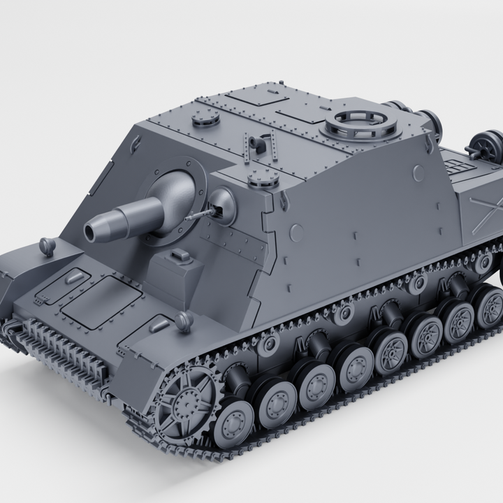 3D Printable Sturmpanzer IV “Brummbar” (late) + 3 Tankmen + side armor ...
