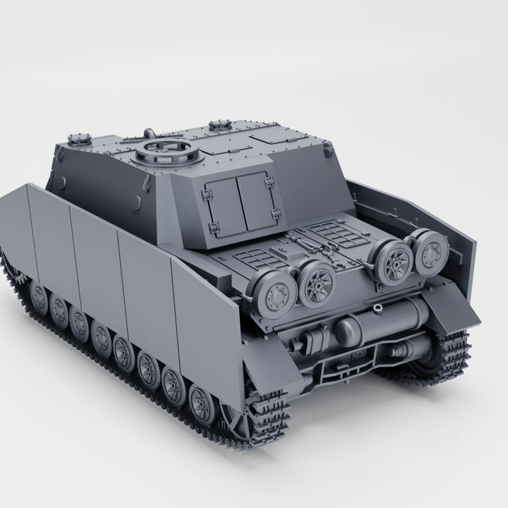 3D Printable Sturmpanzer IV “Brummbar” (late) + 3 Tankmen + side armor ...