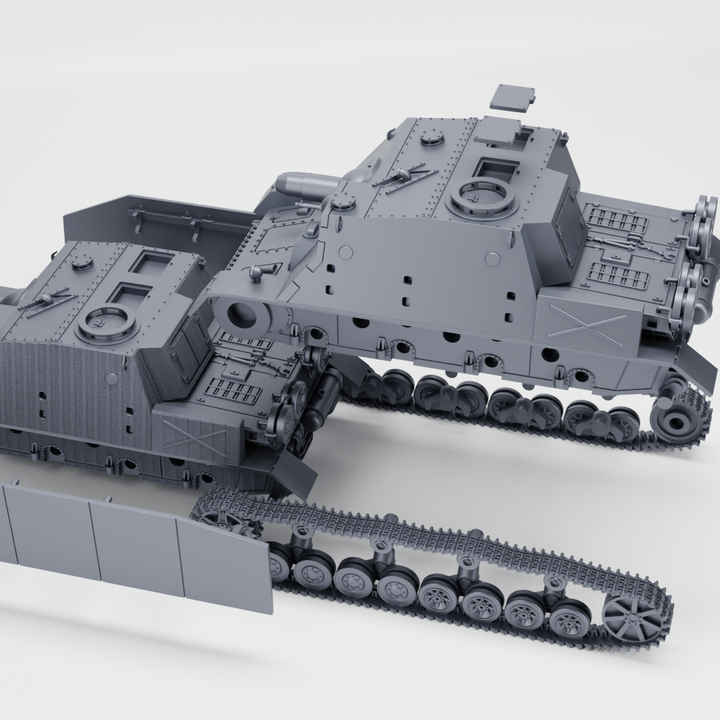 3D Printable Sturmpanzer IV “Brummbar” (late) + 3 Tankmen + side armor ...