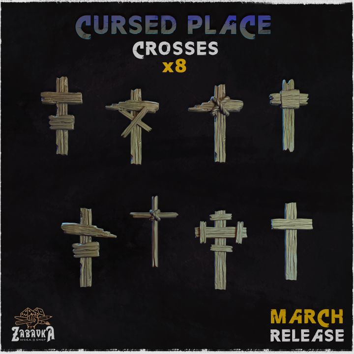 3D Printable Crosses - Basing Bits (Cursed Place) by Zabavka Workshop