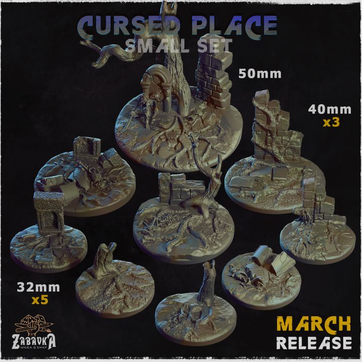 3D Printable Cursed Place - Bases & Toppers (Small Set) by Zabavka Workshop