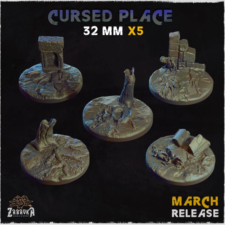 3D Printable Cursed Place - Bases & Toppers (Small Set) by Zabavka Workshop