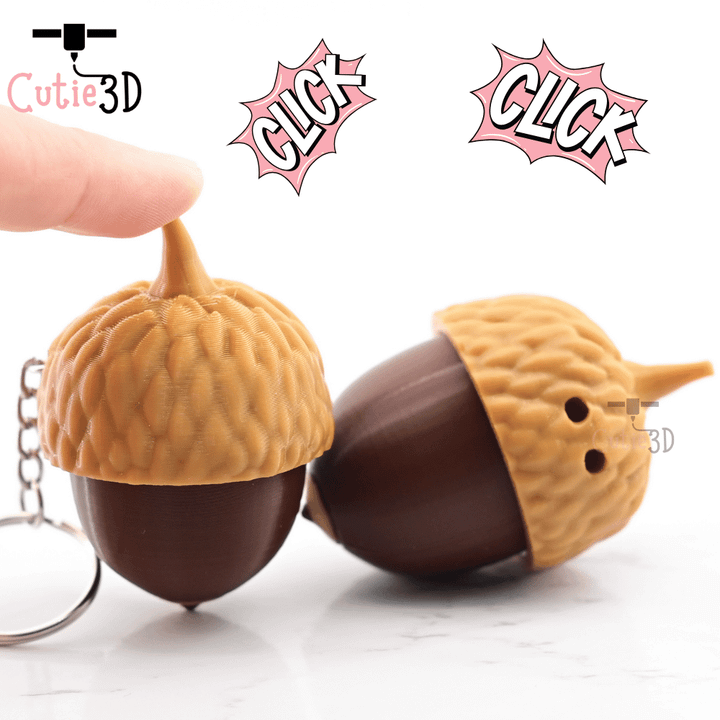 3D Printable Cutie3D Acorn Keycap Fidget Clicker Keychain - Cute ...